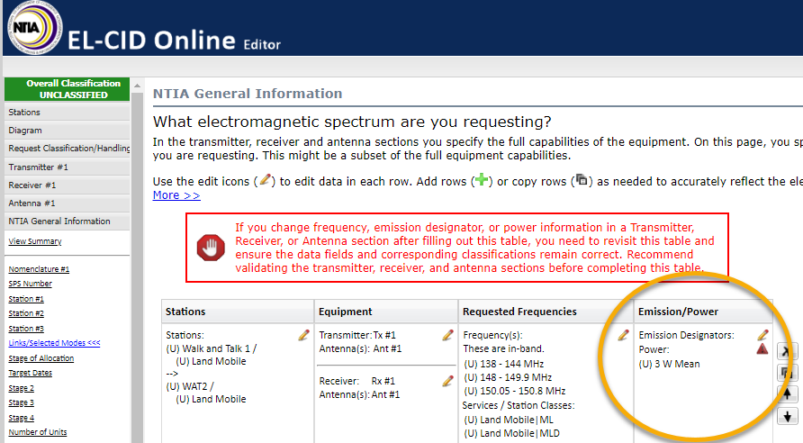 Emission Designator Tool